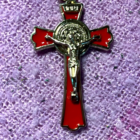 catholic gifts | Art | St Benedict Crucifix Pendant Red Enamel | Poshmark